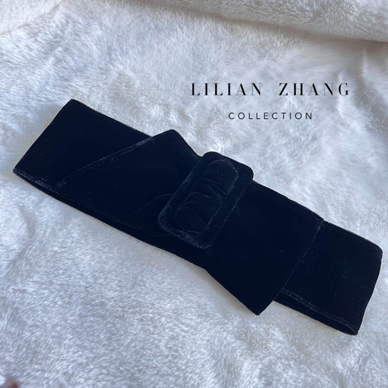 定制—主角之选、黑色中古风天鹅绒感腰封（9公分扣头）2313003