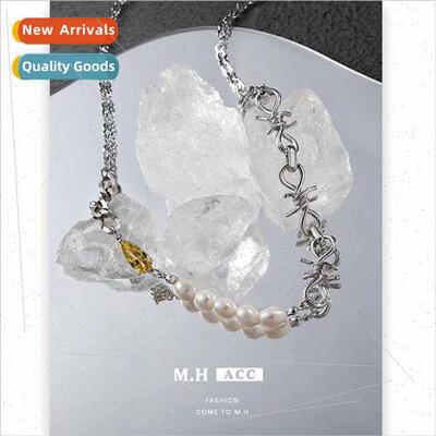 Natural Pearl Thorn Necklace Women Delicate mple Sweater Cha