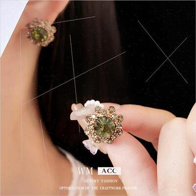 lver needle wh diamond flower earrings fashion simple earrin