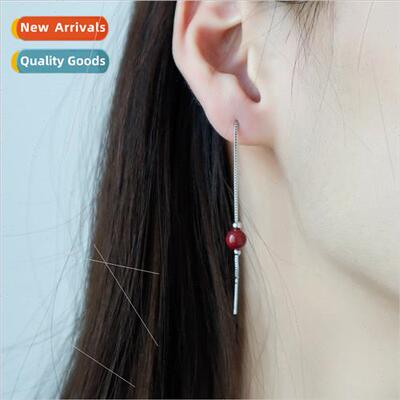 Cinnabar ear wires Republic China retro tassel pearl ear cha