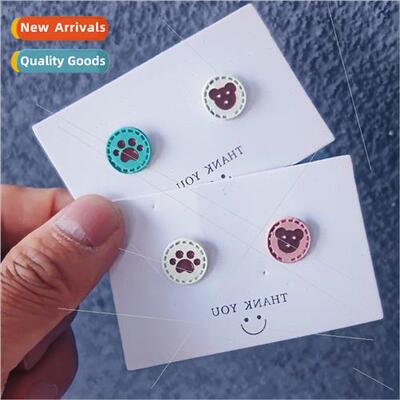 Korea retro round bear earrings cute girl bear bear claws as