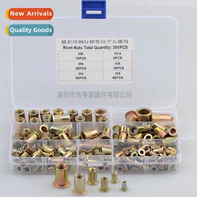 200pcs M3M4M5M6M8M10 Color Zinc Plated Vertical Flat Rivet N