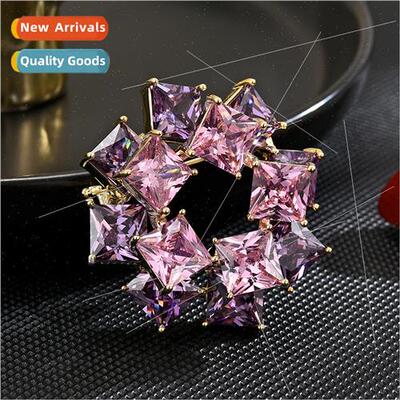 Exquise minimalist zirconia surround brooch versatile sweate