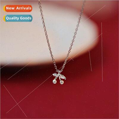 Cherry pearl necklace women 2022 new niche ins pearl flash d