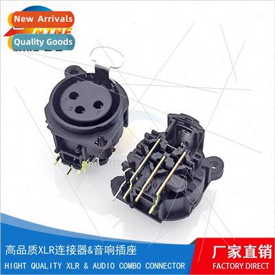 XLR connector female chassis connector curved pin gold plate