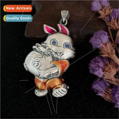 Cloisonné Rabb Pendant Women Ancient Vintage Fortune Bag ck
