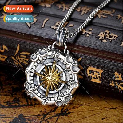 lver Plated Necklace Men Nautical Anchor Star Sea Compass Me