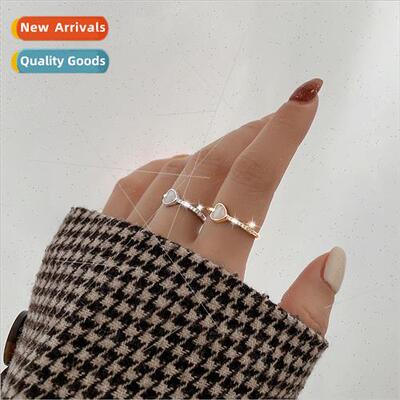 Drip glaze zirconia love ring female Korea gold heart-shaped