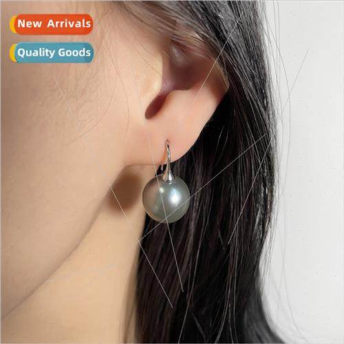 Flax gray large pearl earrings vintage silver gray square ro