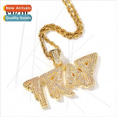 Europe Simple TRAP Letter Pendant Necklace Hip Hop Gold Plat