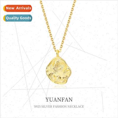 925 silver irregular round hammered necklace women ins niche