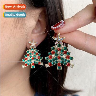 Christmas new earrings fashion set pentagram zirconia Christ