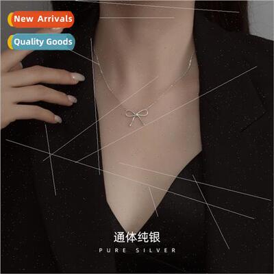 S925 lver Bowknot Collarbone Chain 2021 New Female  Ride Nec