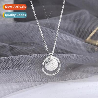 S925 silver necklace female Korea circle crater pendant neck