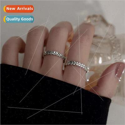 Geometric hollow round open ring cold wind Korea retro old c
