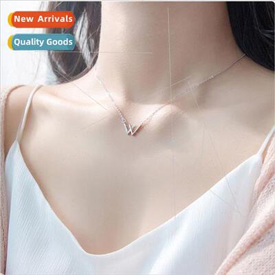 Letter w necklace female simple pendant delicate small Korea