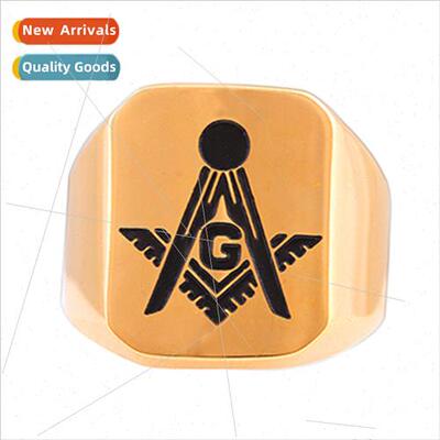 Europe Vintage mple Masonic  304 Ring Men Tanium Steel Ring