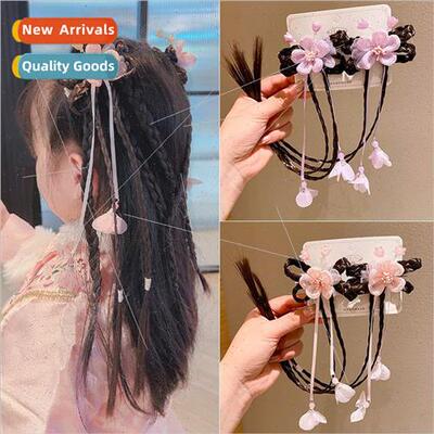 Girls hanbok headdress flower wig braided hair clips childre