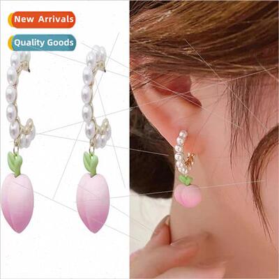 925 lver Needle Peach Pearl Earrings 2022 New  che Premium E