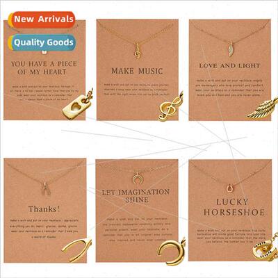 New paper card love alloy necklace creative musical note pen