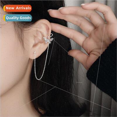 Set zirconia butterfly earrings ins niche ear bone clip earr