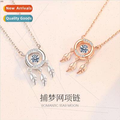 s925 silver necklace female dreamcatcher feather hollowing s