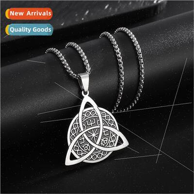 Nordic Viking Compass Stainless Steel Necklace Wch Celtic Kn