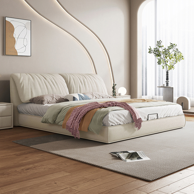 CBD法式大象耳朵科技布床奶油风现代简约主卧1.8米布艺榻榻米双人