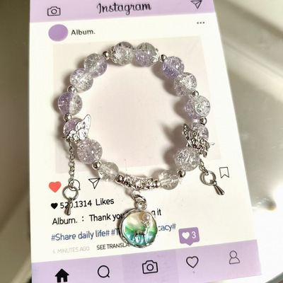 森系女孩琉璃串珠手链一鹿有你ins小众设计原创高级感文创手串批