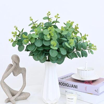 仿真绿北欧小单支金钱叶尤加利叶D设IY计植花环插手工花配F14004