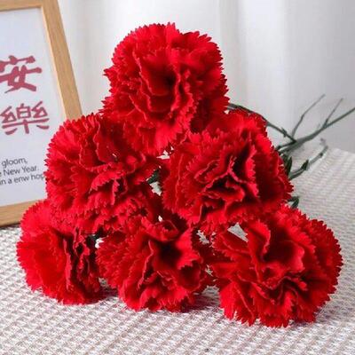 Real Touch Artificial Red Carnations 54cm DIY Craft