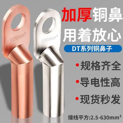 DT铜鼻子紫铜堵油电缆接头压线耳6/10/16/25/35/N50/70/95/120平
