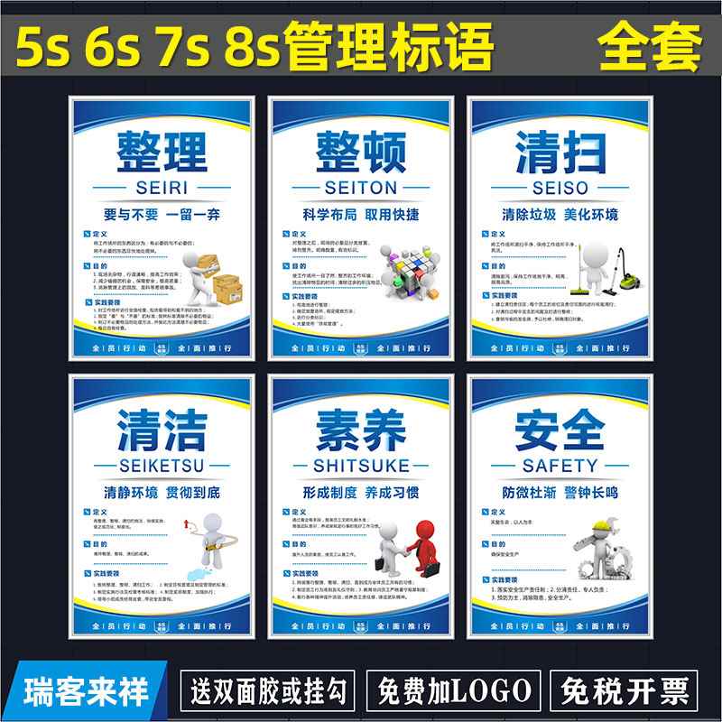 6S管理标语5S/7S/8S/10S企业文化宣传海报车间仓库展板挂图标识牌_虎窝淘
