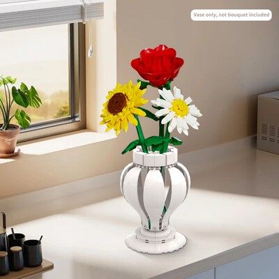 SETbricks 4合1白色花瓶 拼装积木兼容益智儿童玩具套装拼插礼品