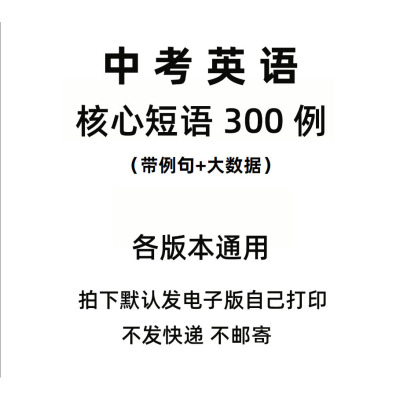 中考英语核心短语300例带例句及中文翻译初中英语短语汇总全国通用电子版