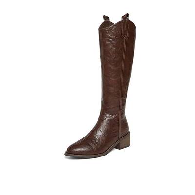 百思图流浪者24秋冬商场新款西部牛仔长靴骑士靴显瘦女靴M5321DG4