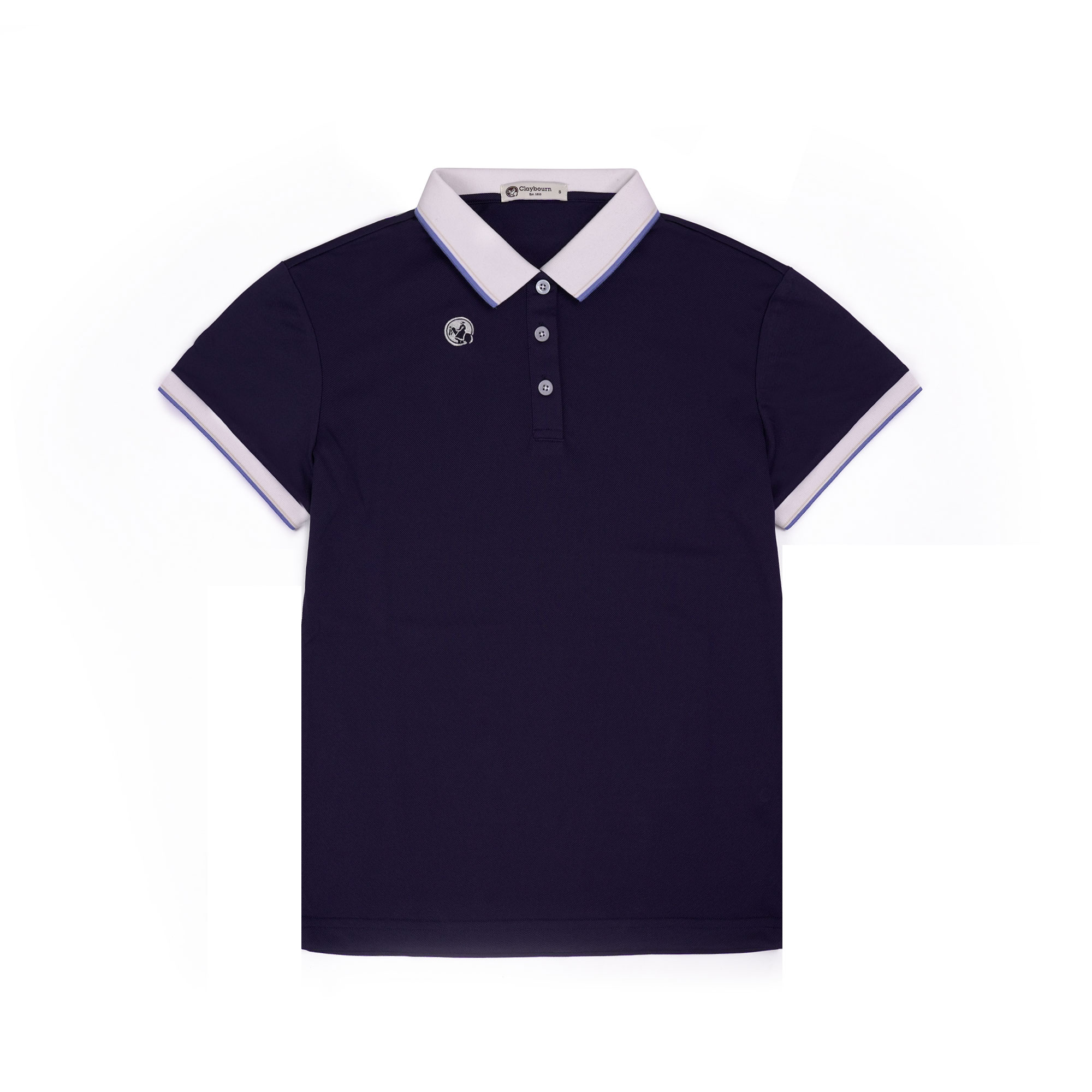 Claybourn/考拉奔女士商务简约通勤微弹修身短袖POLO衫刺绣高级感