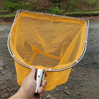 捞虾双圈捞鱼大物加粗网头不锈钢配件抄网木柄网兜套网头抓鱼实心