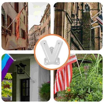 Flagpole Base Wall Mounted Holder Bracket Metal Mounting