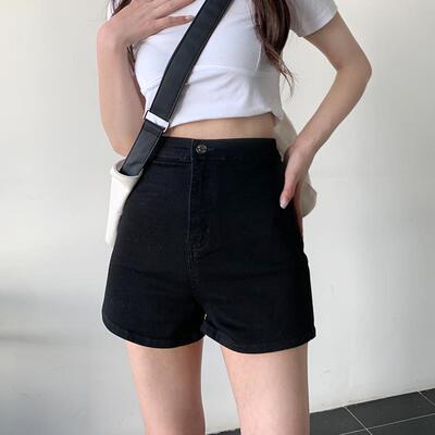 RJVO高腰牛仔短裤女夏季新款休闲超弹热裤舒适辣妹紧身显瘦