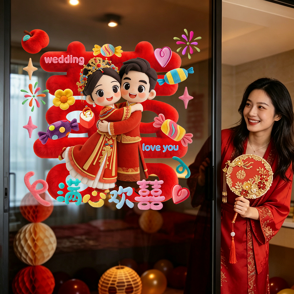 喜字婚房布置装扮装饰静电贴卧室客厅玻璃喜贴纸结婚婚庆喜庆用品