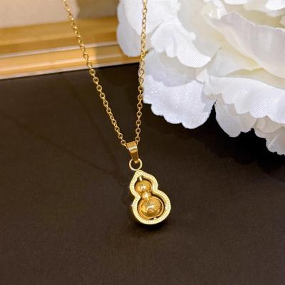 New Chinese style Fulu rotating gourd titanium steel neckla