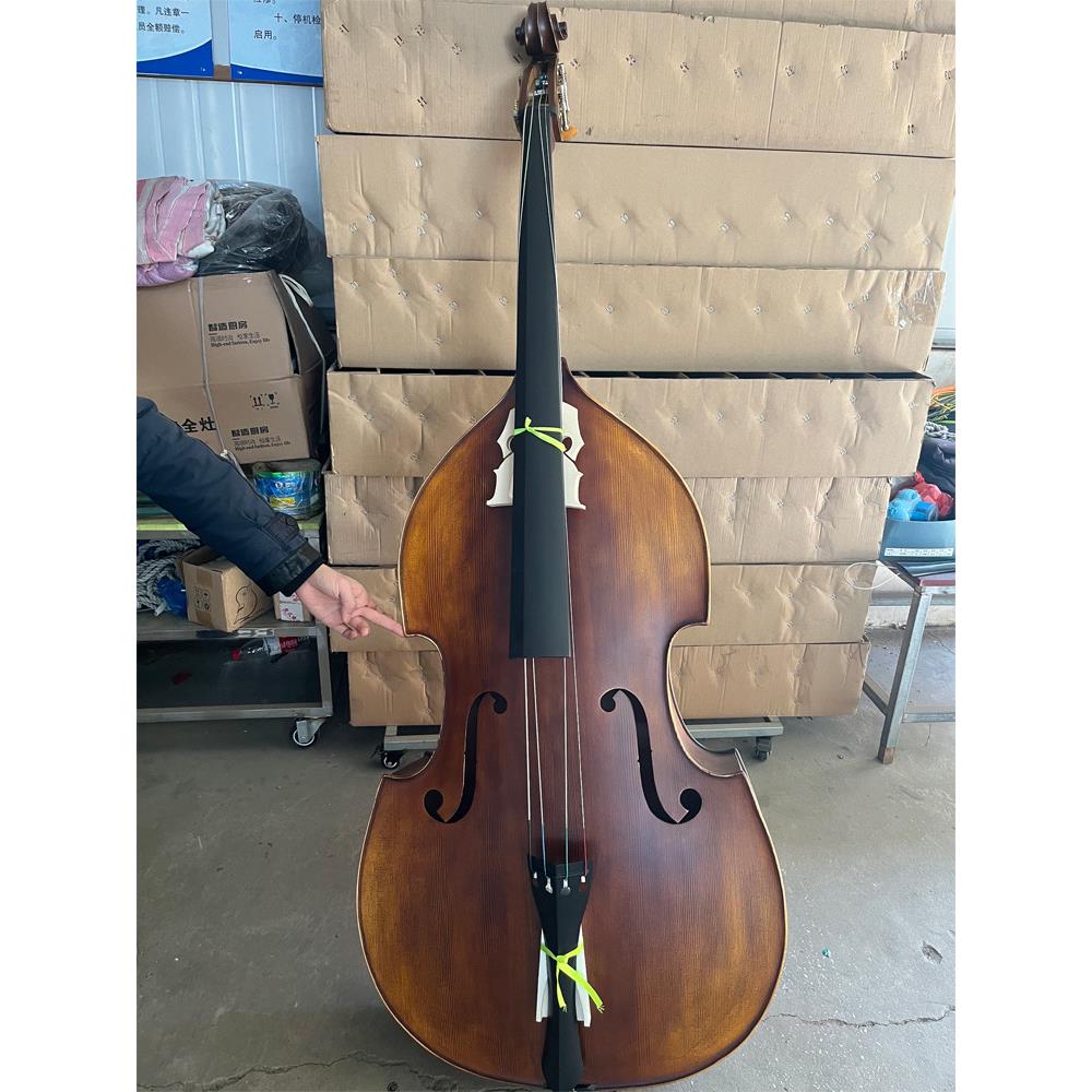 实木乌木指板雕木槿手工低音提琴倍大提琴doublebass