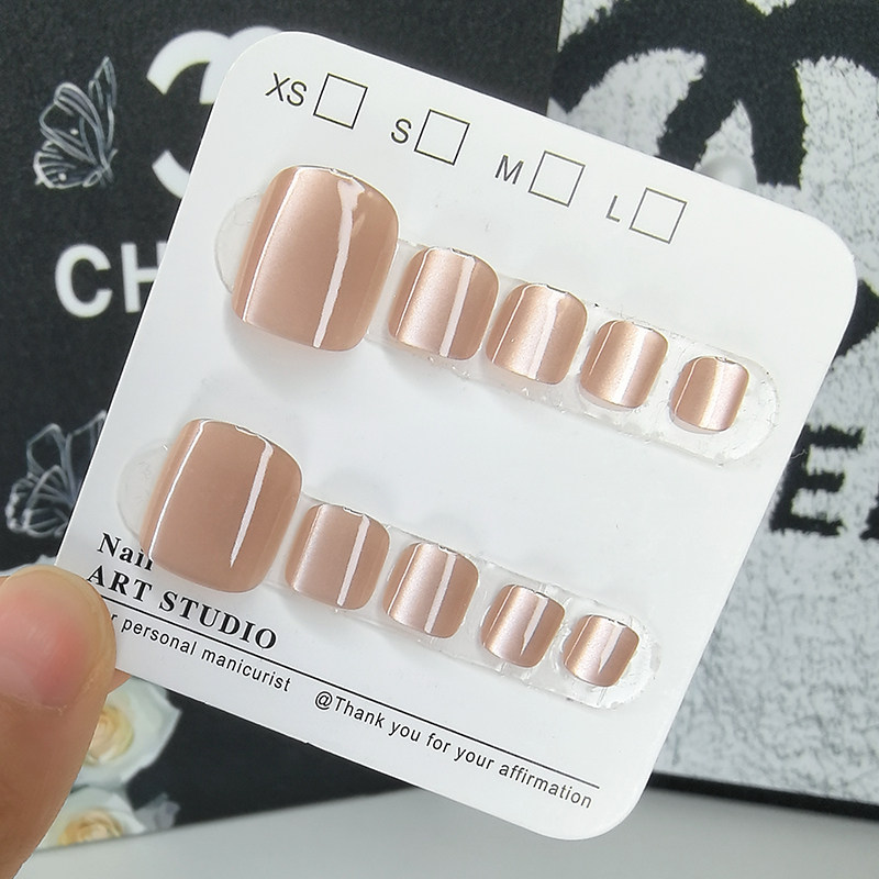 脚指甲穿戴甲片高级感冰透闪亮手工甲猫眼脚趾甲贴片2025新款甲片