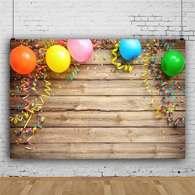 Planks Backdrop Balloon and Natural Color Wooden Board Phot