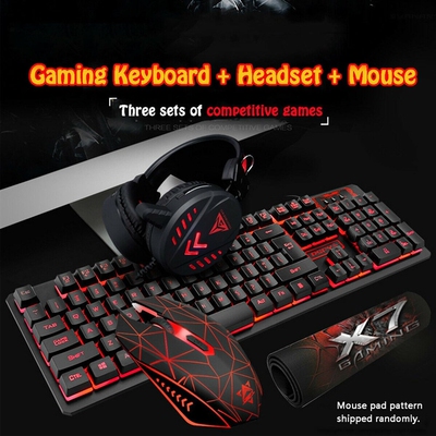 4pcs Accessories Keyboard Set Backlight Gaming Mouse Compute