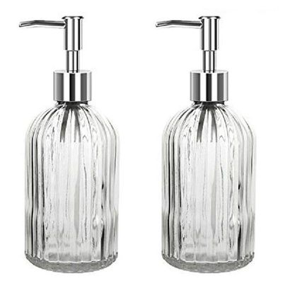 Soap Dispenser 2 Pack, 15 Oz Glass Kitchen Soap