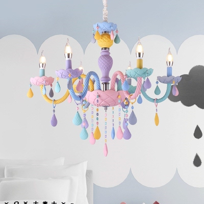 Crystal Chandelier Macaron Color Droplight Children Bedroom