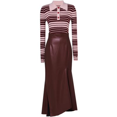 修身针织上衣高腰修身鱼尾半裙