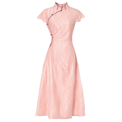 天丝透气收腰大摆旗袍连衣裙